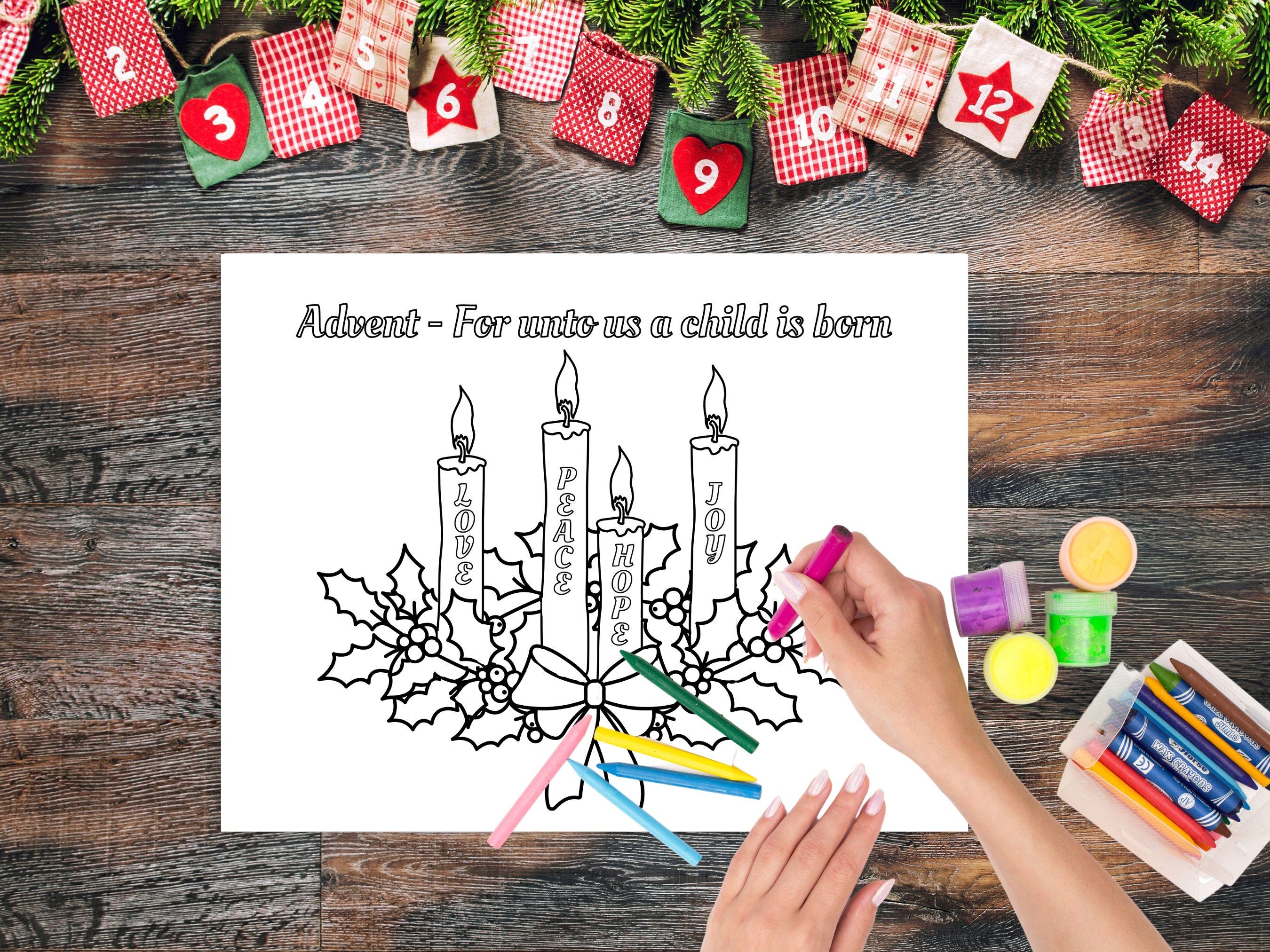 Printable Advent Wreath Coloring Page - Etsy