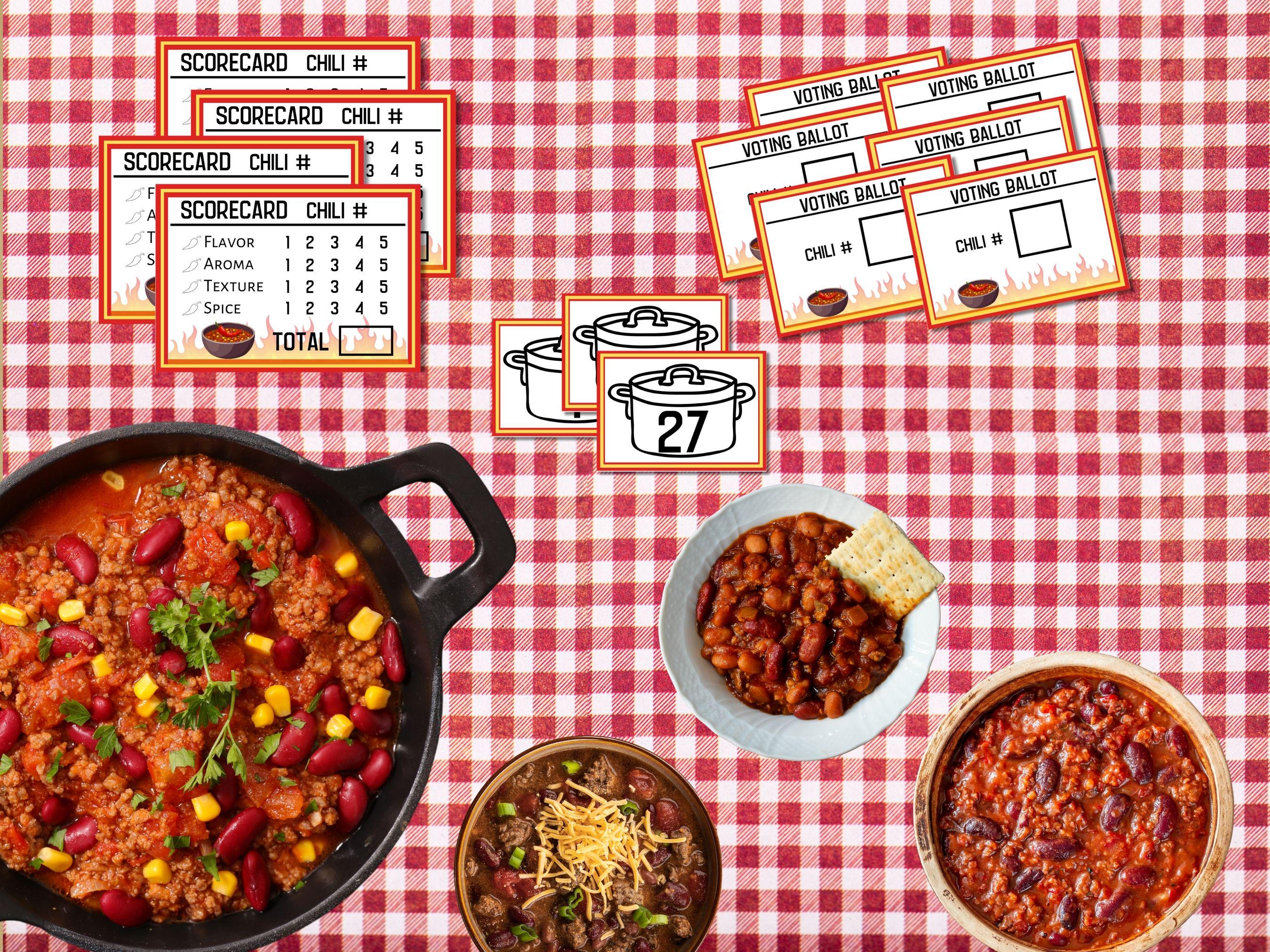 Chili Cook off Ballots, Chili Voting Cards, Chili Score Cards, Chili ...