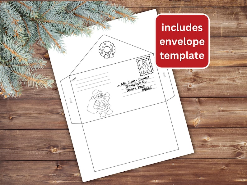 Letter to Santa Christmas List Coloring Page, Printable Dear Santa ...