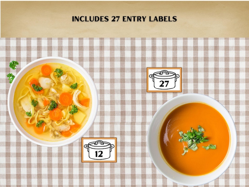 Soup Cook off Ballots, Souper Bowl Voting Cards, Soup Score Cards, Soup ...