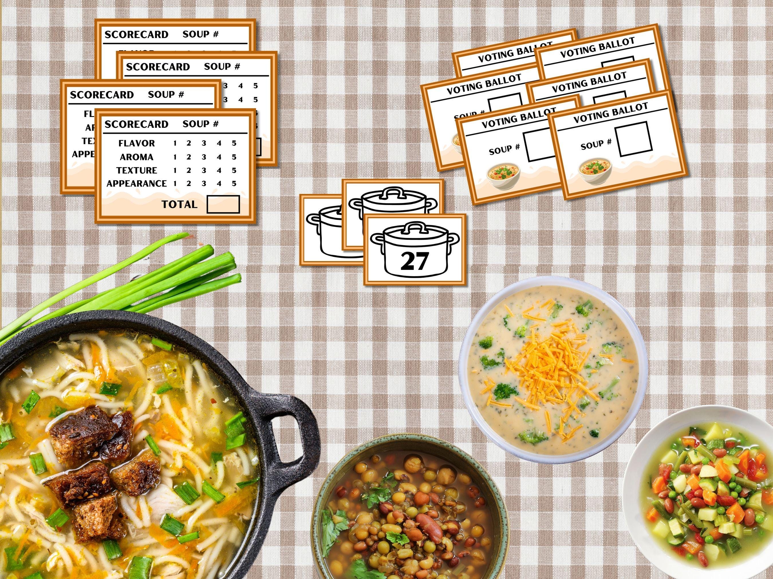 Soup Cook off Ballots, Souper Bowl Voting Cards, Soup Score Cards, Soup ...