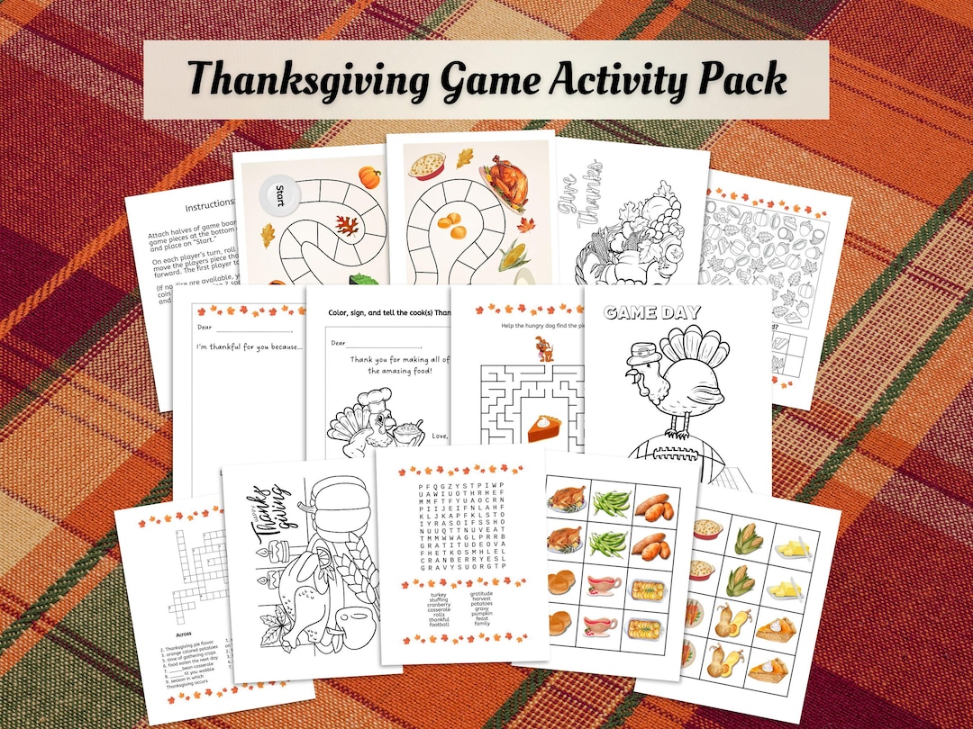 Thanksgiving Printable Games, Activities, Coloring Pages Bundle - Etsy