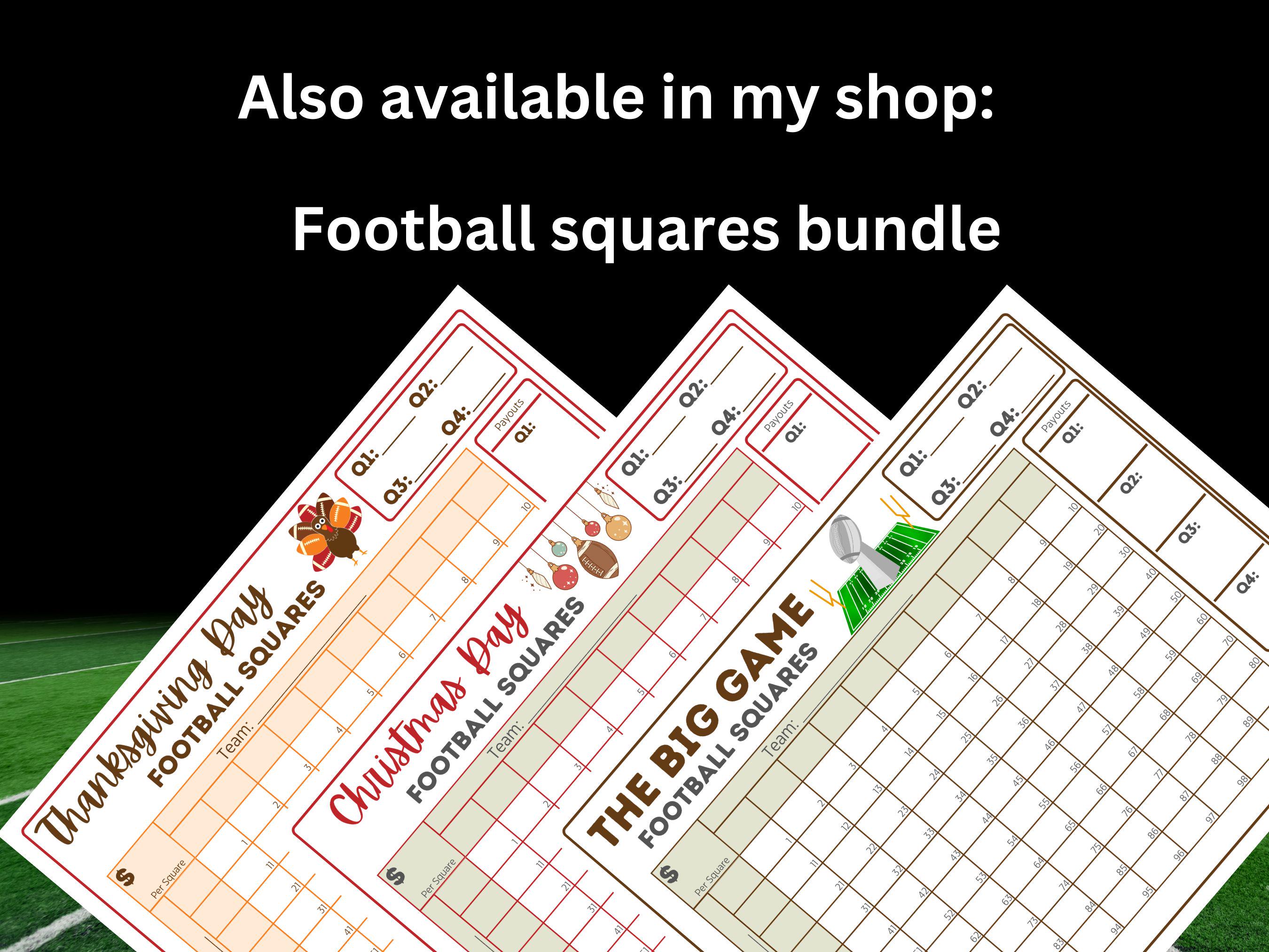 Editable Super Big Game Football Squares Template, Football Pool for ...