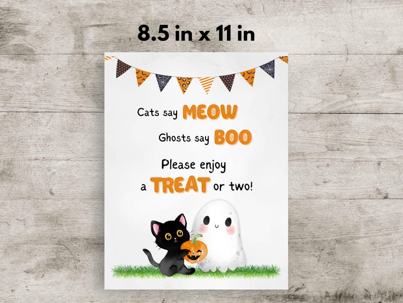Halloween Trick or Treat Printable Sign, Halloween Porch Sign, Please ...