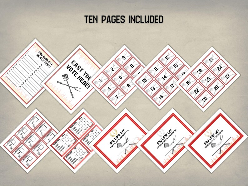 BBQ Cook off Ballots, BBQ Voting Cards, Barbeque Score Cards, BBQ Cook ...