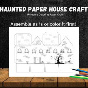 Printable Origami Paper House, Halloween Haunted House Coloring Page ...