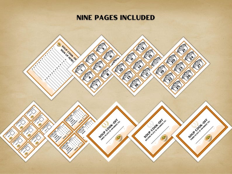Soup Cook off Ballots, Souper Bowl Voting Cards, Soup Score Cards, Soup ...