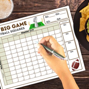 Super Big Game Football Squares, Football Pool for Championship Game - Etsy