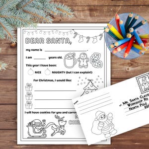 Letter to Santa Christmas List Coloring Page, Printable Dear Santa ...