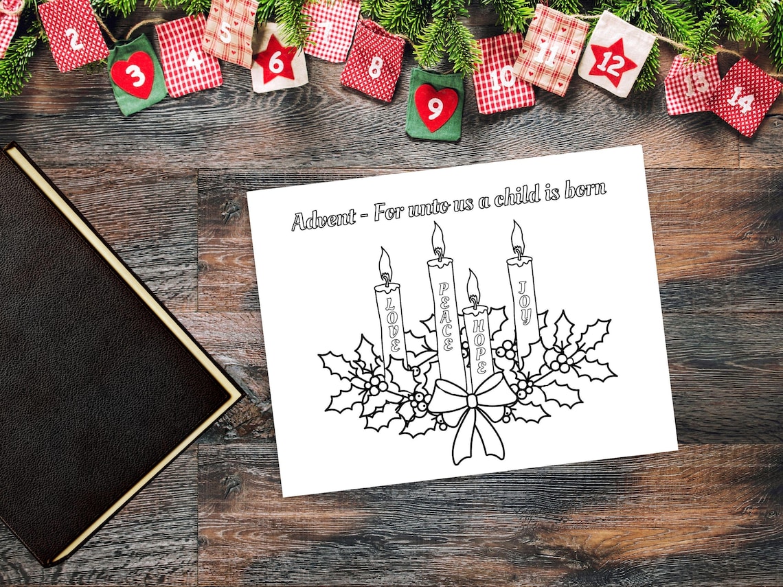 Printable Advent Wreath Coloring Page - Etsy