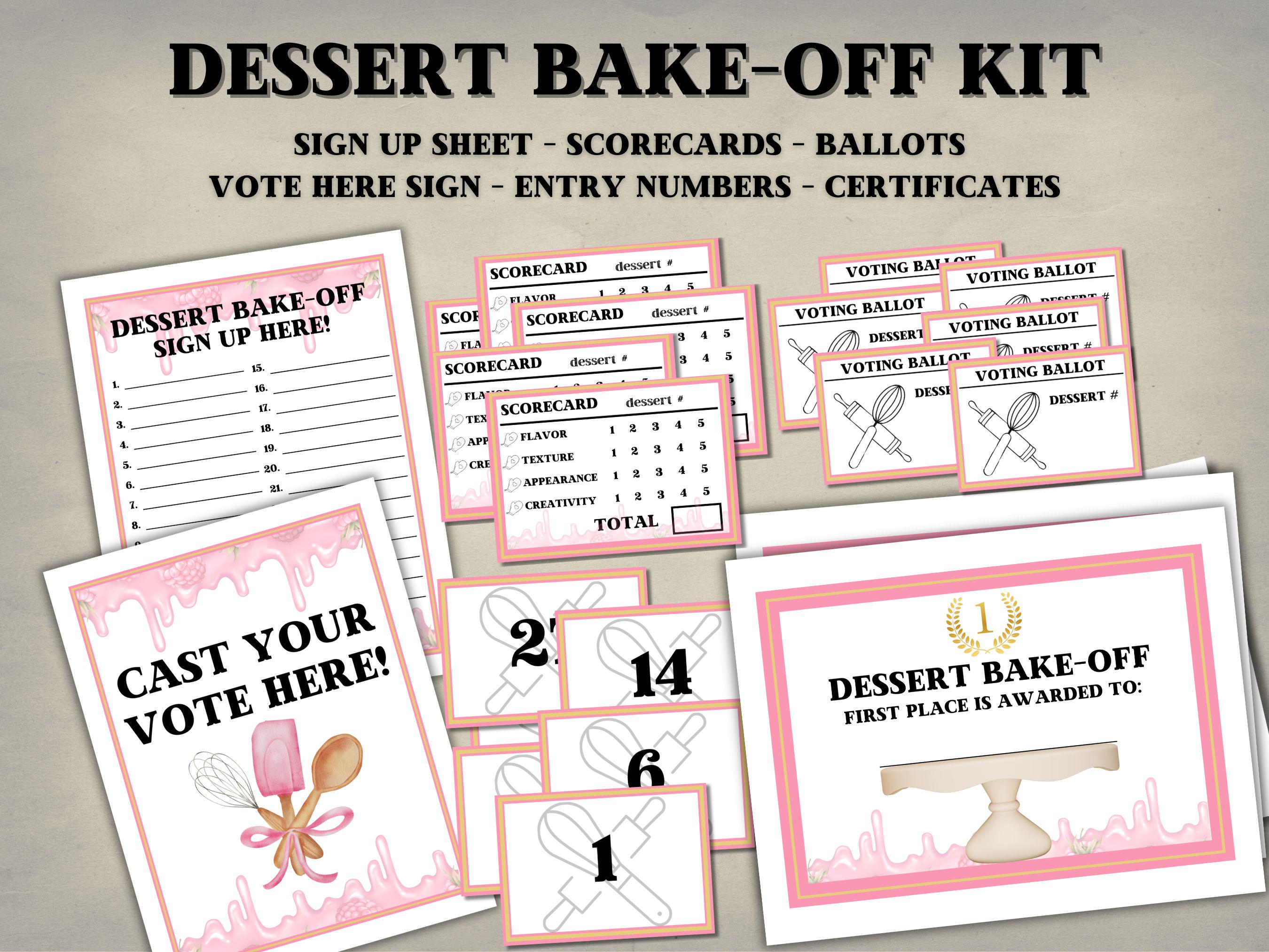 Dessert Bake-off Contest Kit, Baking Competition Voting Cards - Etsy