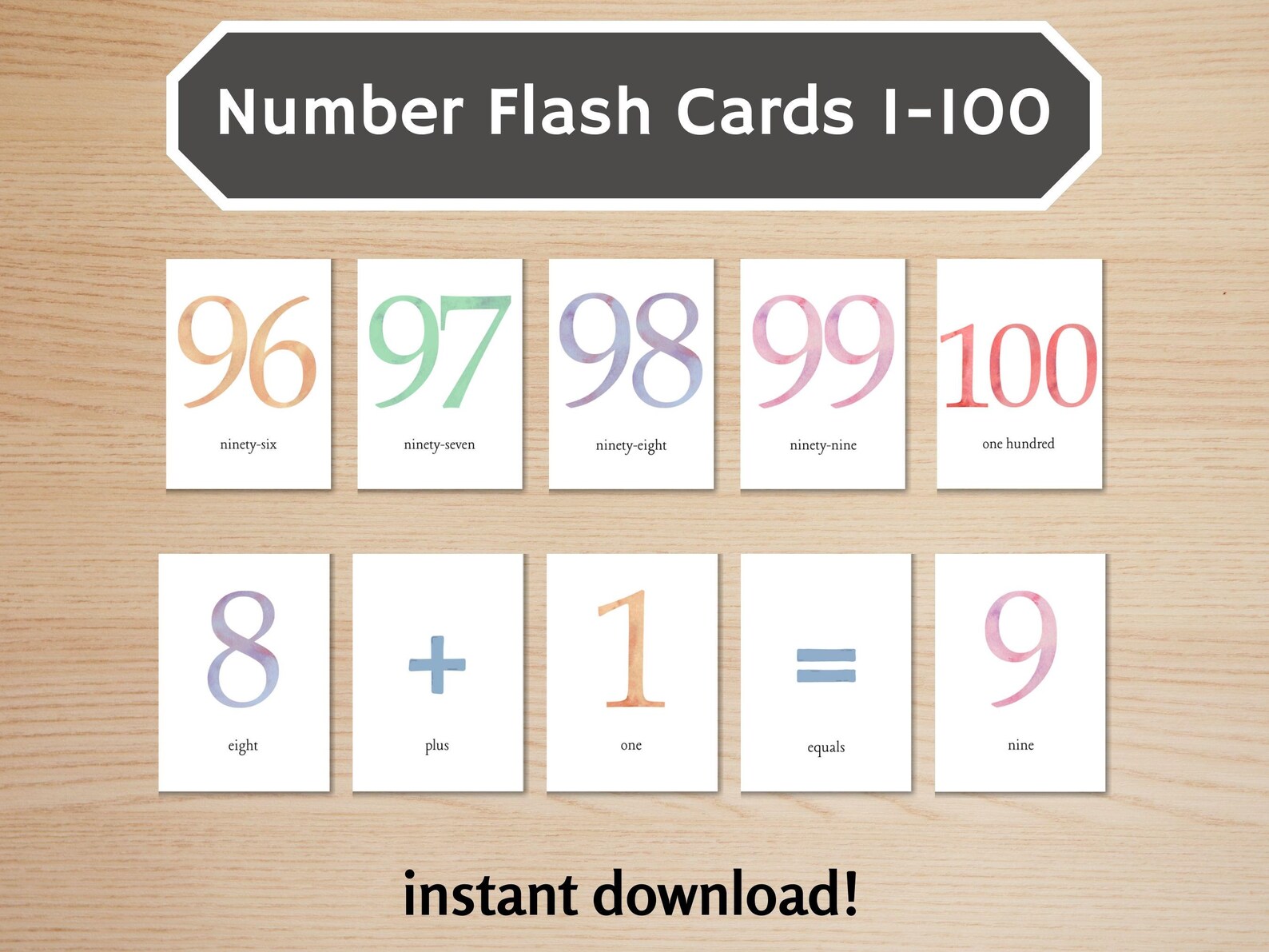 Number Flash Cards 1-100, Printable Flashcards for Kids - Etsy
