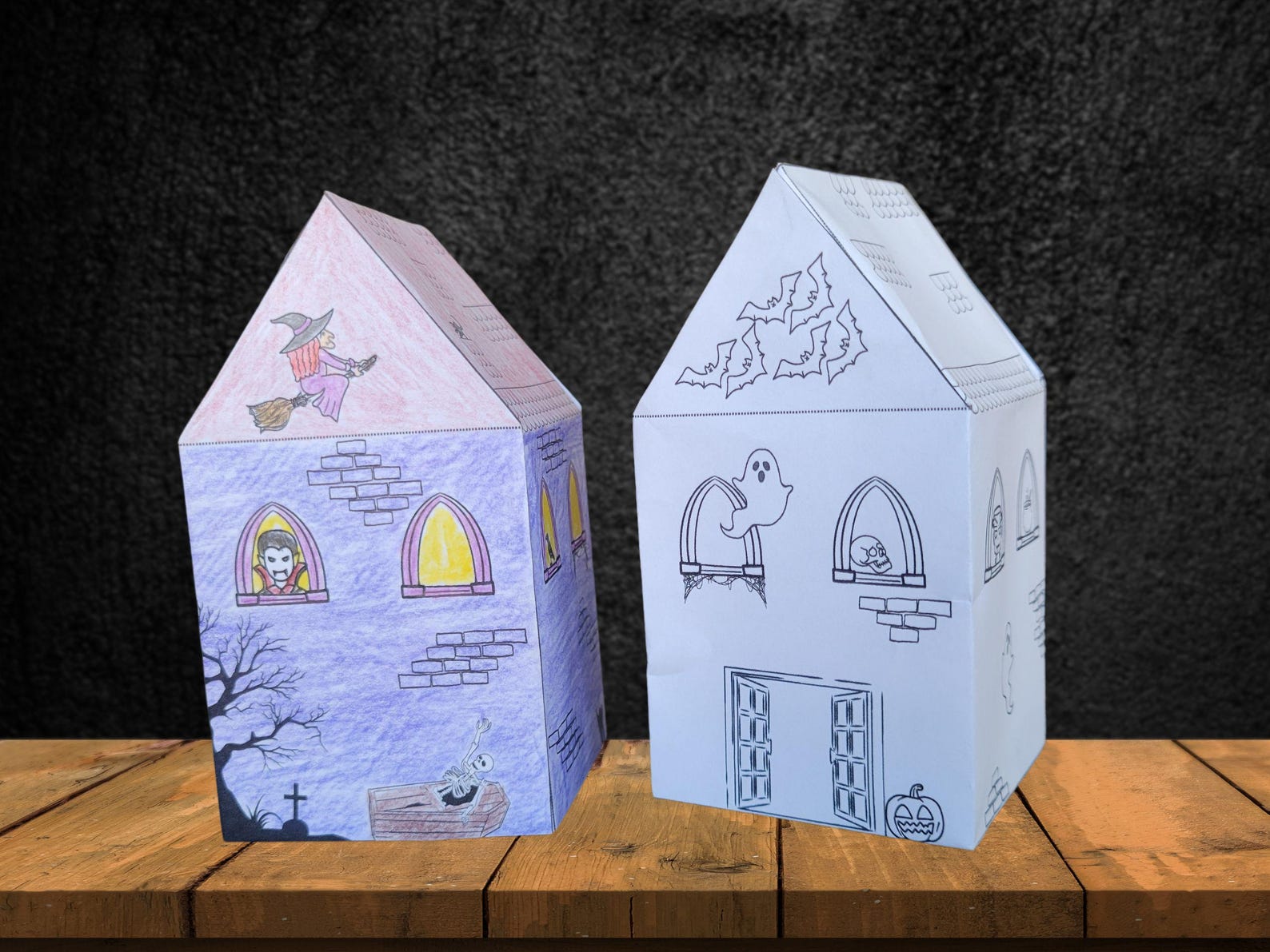Printable Origami Paper House, Halloween Haunted House Coloring Page ...