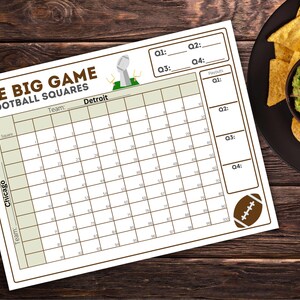 Editable Super Big Game Football Squares Template, Football Pool for ...