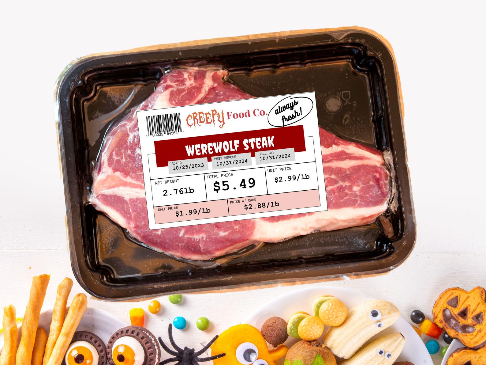 Halloween Fake Meat Party Food Tags, Supermarket Fake Food Labels ...