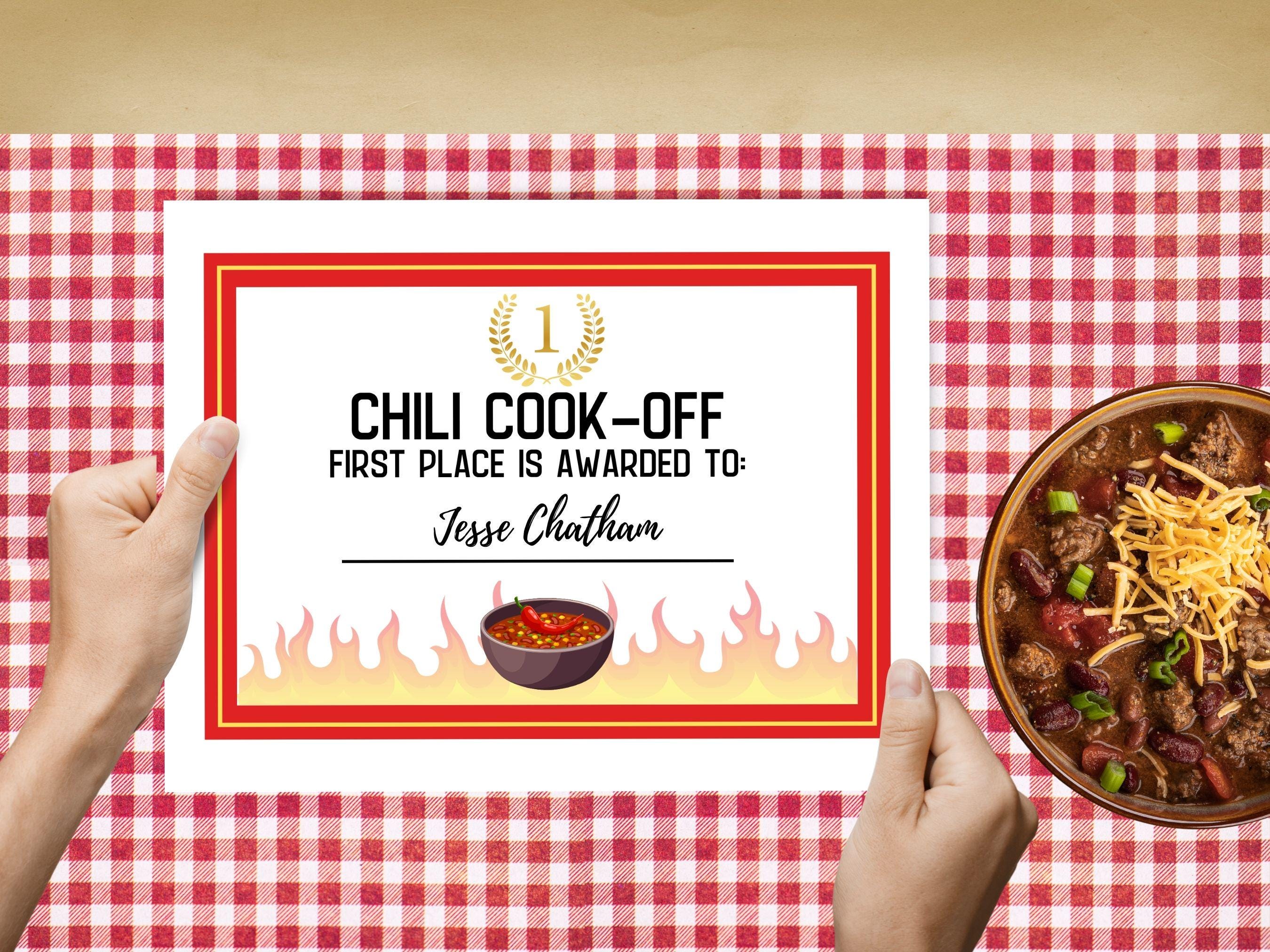 Chili Cook off Ballots, Chili Voting Cards, Chili Score Cards, Chili ...