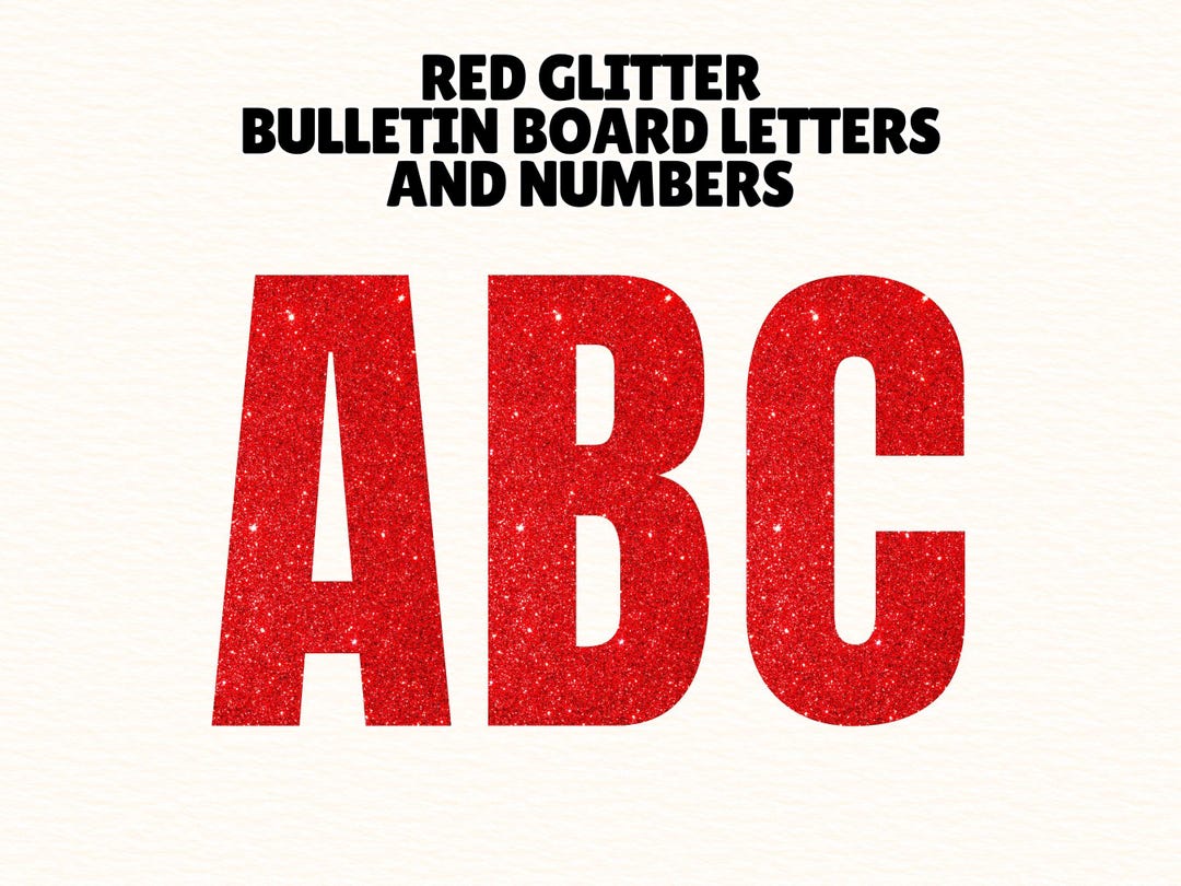 Red Glitter Bulletin Board Letters - Etsy
