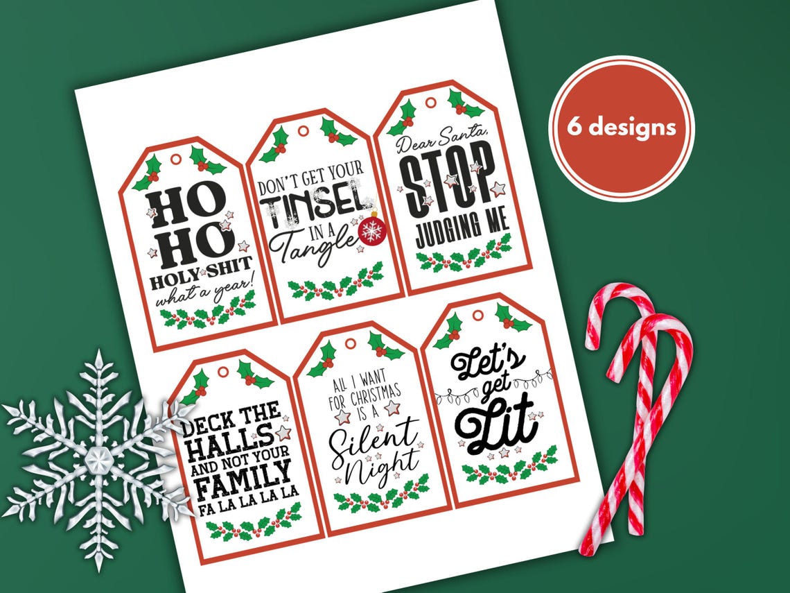 Funny Christmas Holiday Gift Tags, Dry Humor Gift Tags - Etsy
