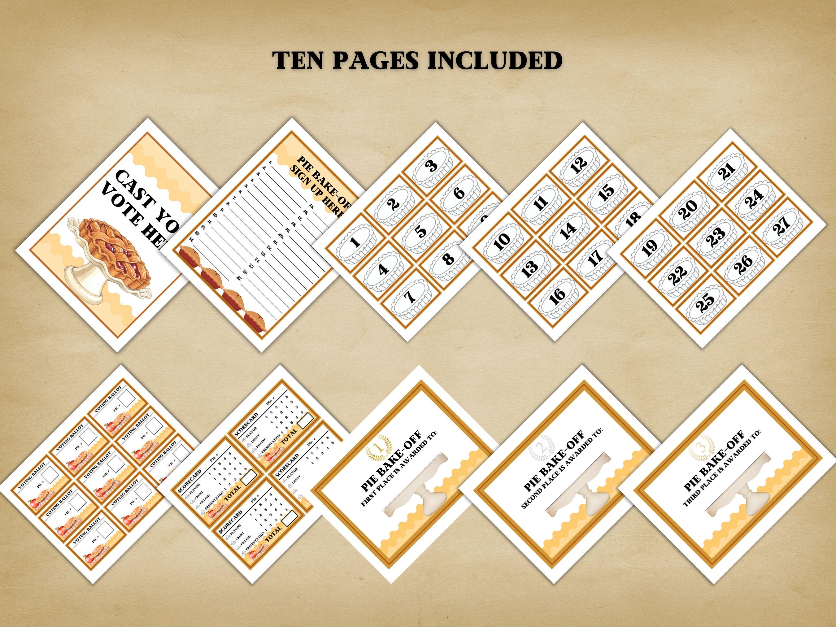 Pie Bake-off Contest Kit, Pie Baking Competition Scorecard Ballots - Etsy