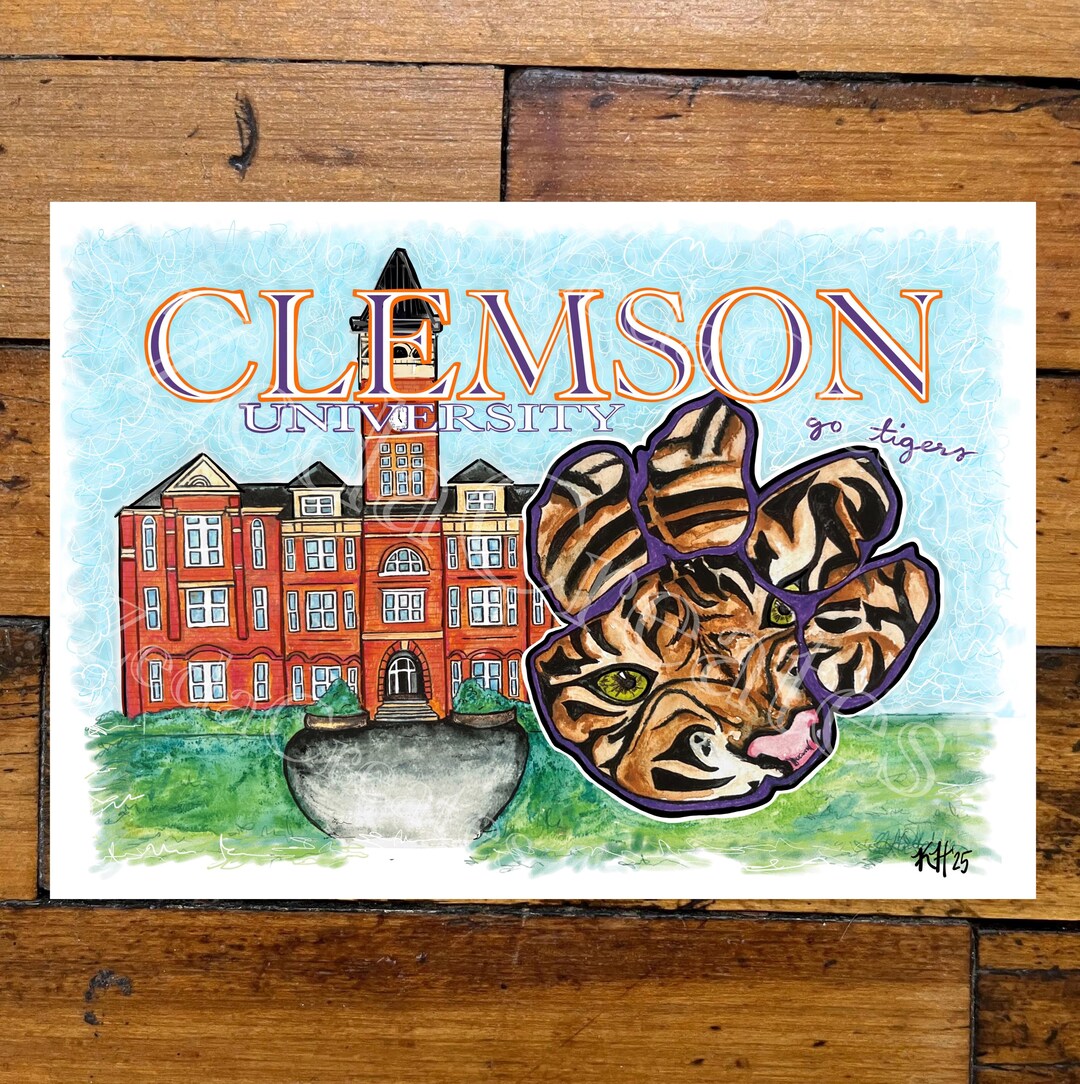 Clemson University Tigers, Watercolor Painting Print - Etsy