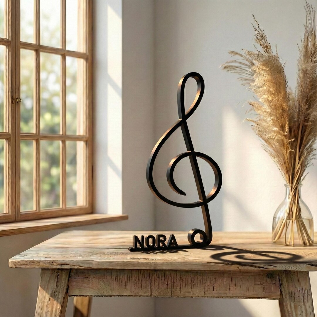 Personalized Music Gift Treble Clef - 3D Musical Note Sculpture ...