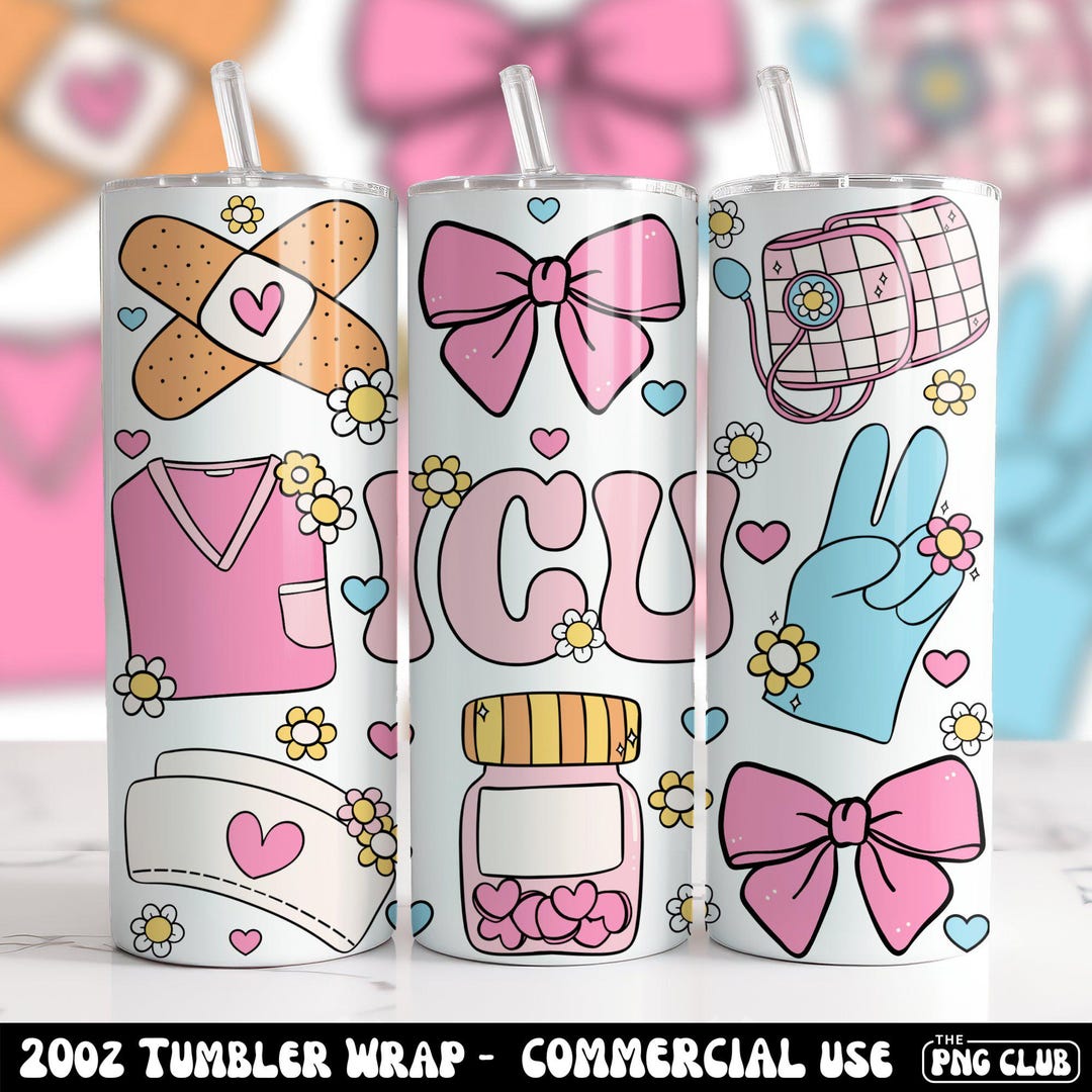 ICU Nurse Coquette 20oz Tumbler Wrap PNG Intensive Care Nurse Seamless ...