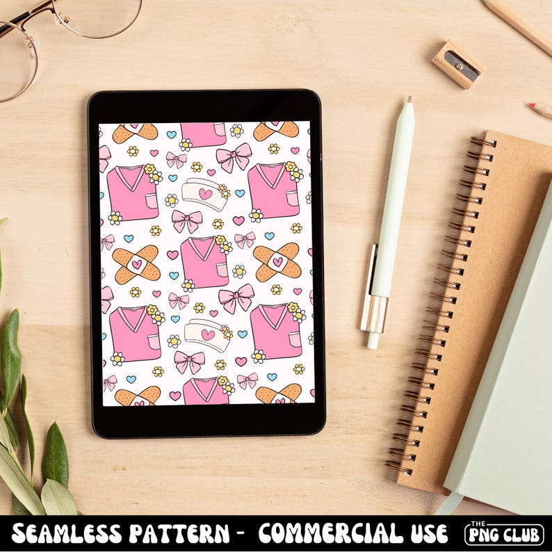 Nurse Coquette Seamless Pattern PNG, Pink Bow Medical Seamless Digital ...