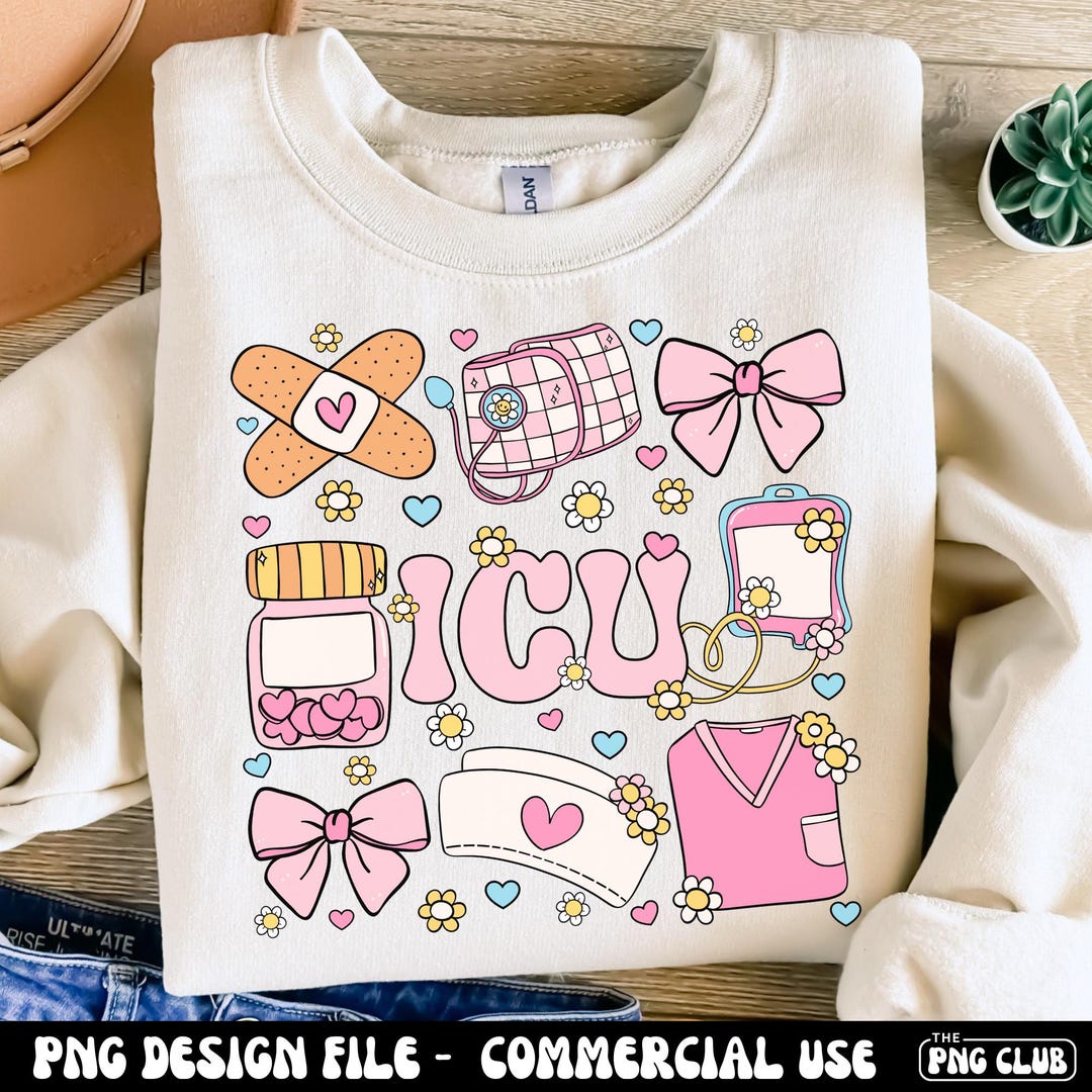 ICU Nurse Coquette Png, Intensive Care Unit Nurse Pink Bows Png, Retro ...