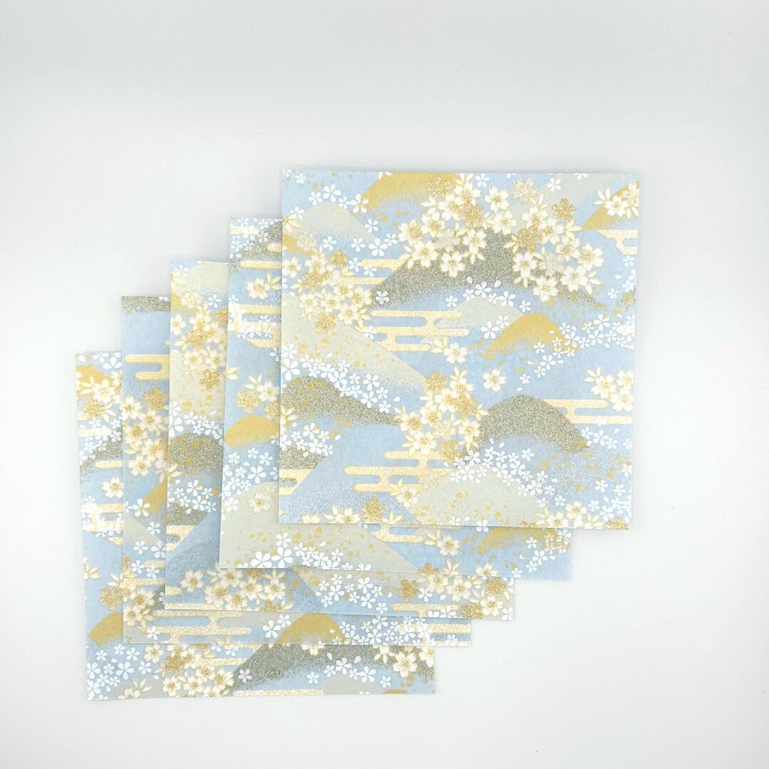 Yuzen Washi Origami Papers – Sakura & Golden Haze, 5pcs - Etsy