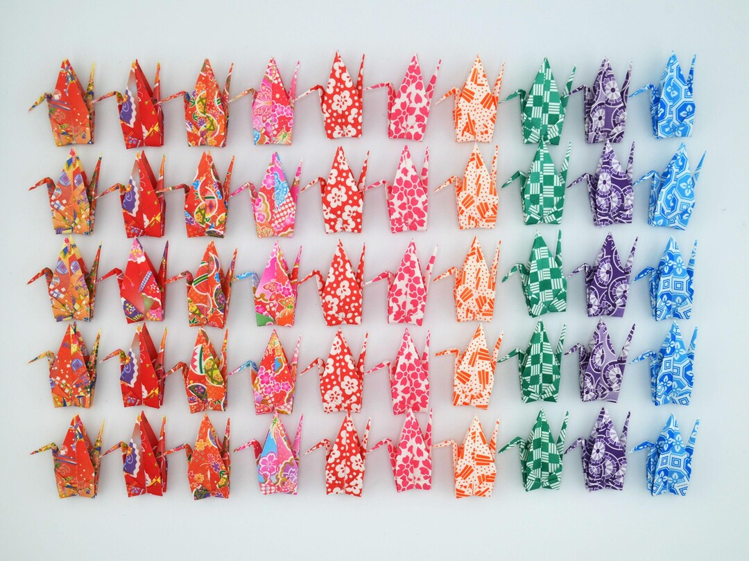 50 Origami Cranes 1 Japanese Chiyogami Handmade Paper Cranes - Etsy