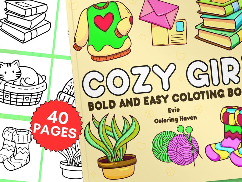 Cozy Girl Coloring Book, Bold and Easy Coloring Pages for Teens ...