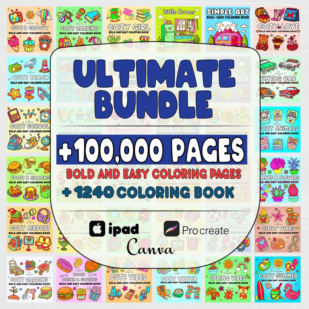 Coloring Pages MEGA Bundle – 100,000+ Printable PDF Pages From 1240 ...