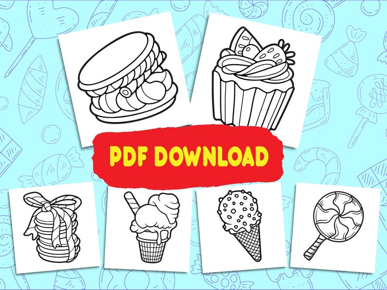 Cute Sweet Coloring Pages for Kids, Easy Coloring Sheets, Fun Printable ...