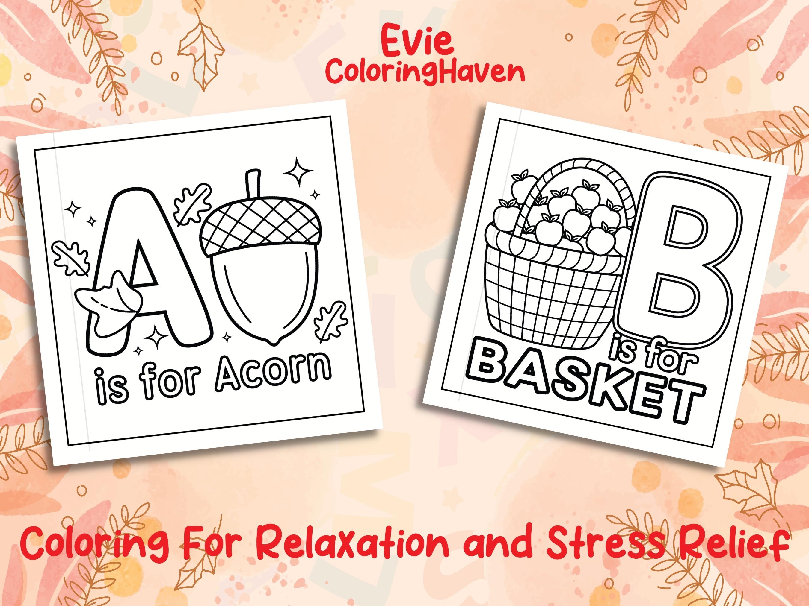 ABC Autumn Coloring Pages for Adults, Easy and Bold Fall Coloring Pages ...