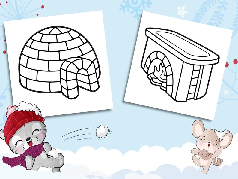 Cozy Winter Coloring Pages for Adults and Kids,40 Bold and Easy Winter ...