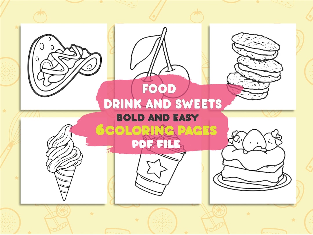 Bold and Easy Food, Drink, and Sweets Coloring Pages | Fun & Relaxing ...