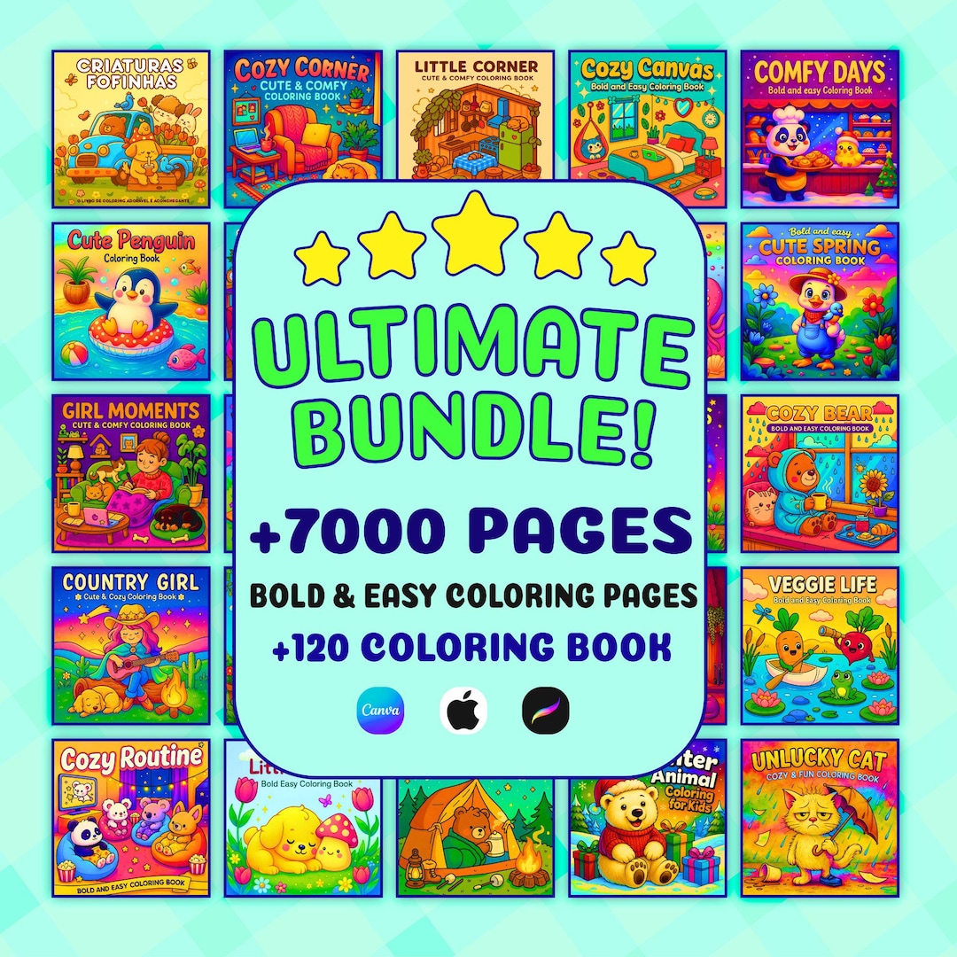 Cozy Coloring Book Mega Bundle | 7,000+ Pages (PDF & PNG) - Etsy
