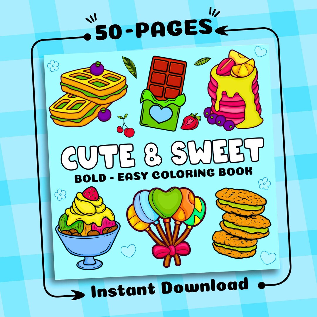 Cute Sweet Coloring Pages for Kids, Easy Coloring Sheets, Fun Printable ...
