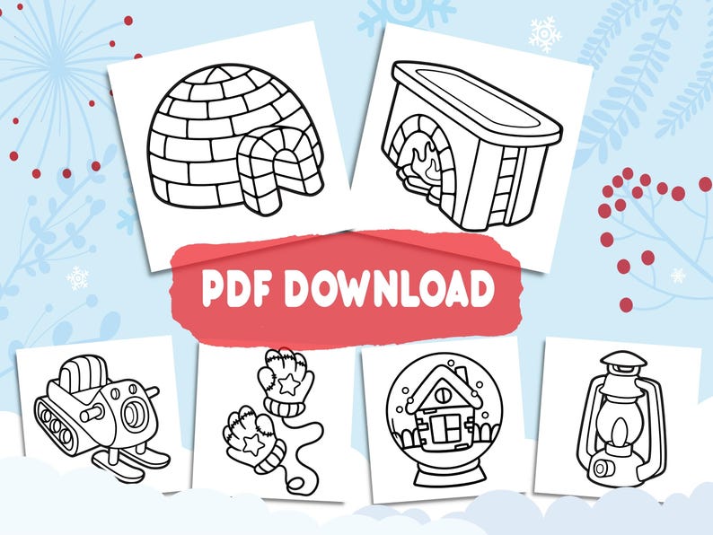 Cozy Winter Coloring Pages for Adults and Kids,40 Bold and Easy Winter ...