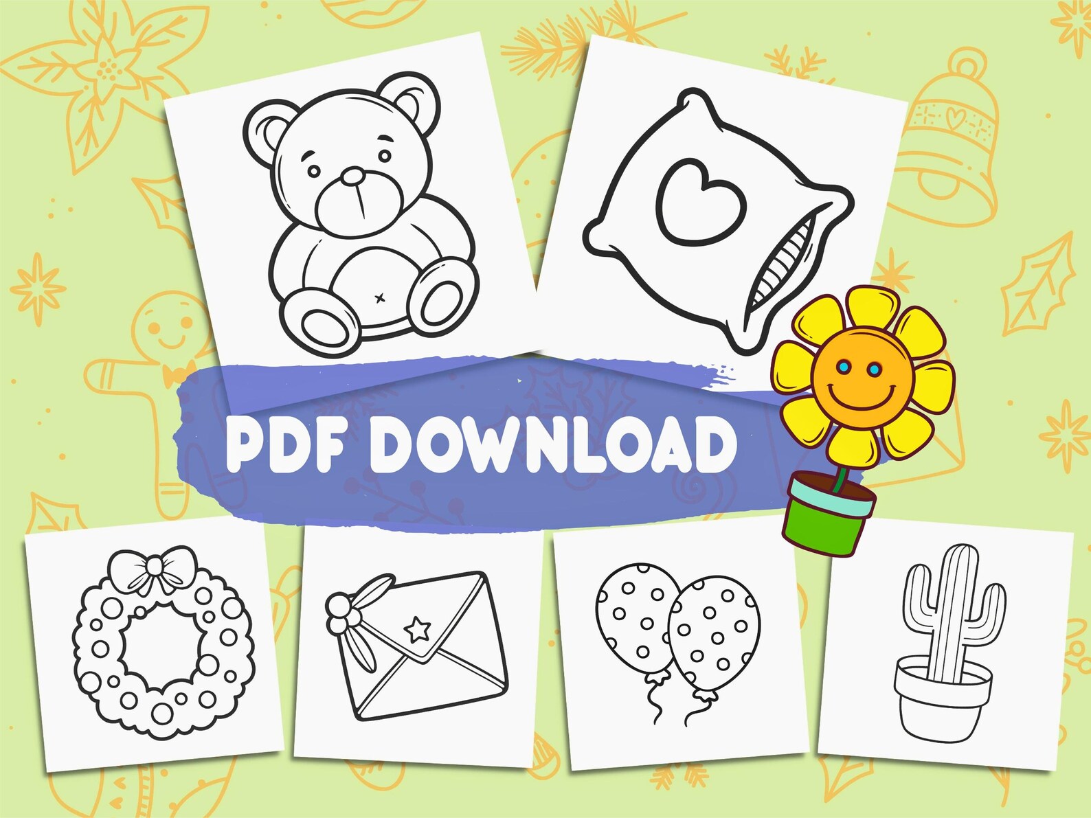 Cute & Groovy Coloring Book, Bold and Easy Coloring Pages for Kids, Fun ...
