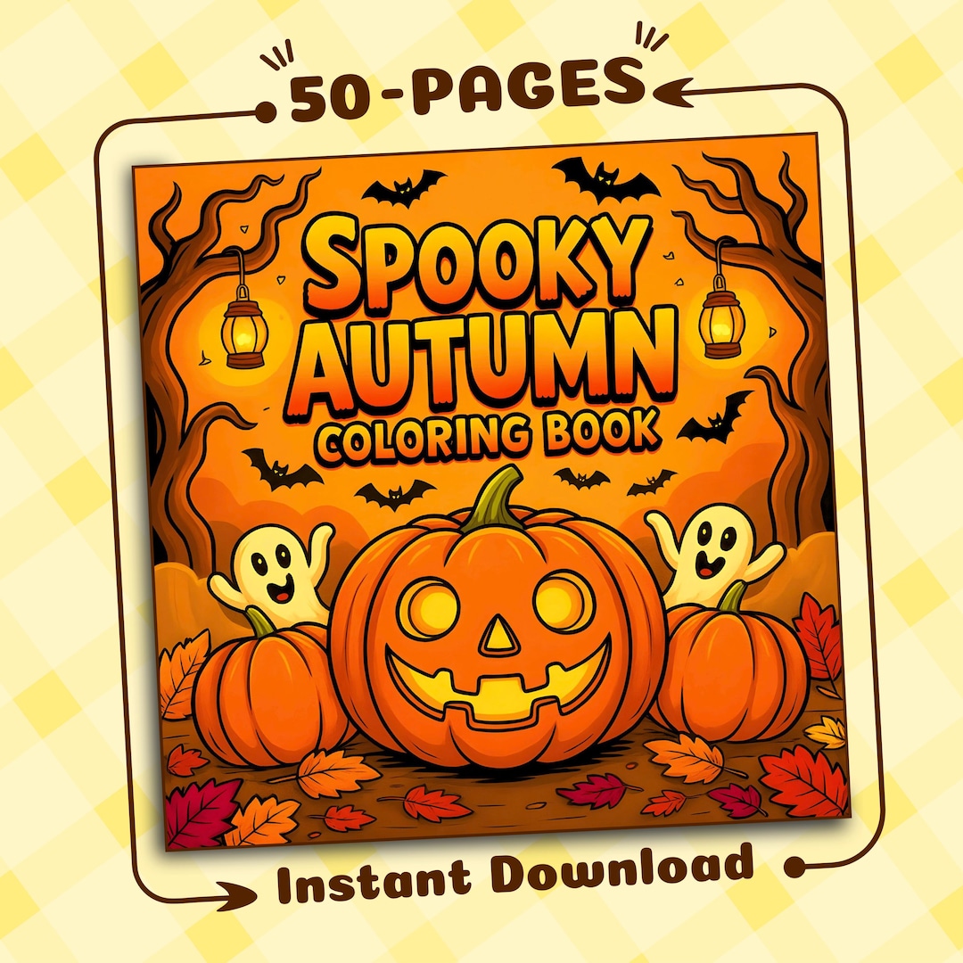 Spooky Autumn Coloring Book | 50 Kawaii Halloween Pages (PDF) - Etsy