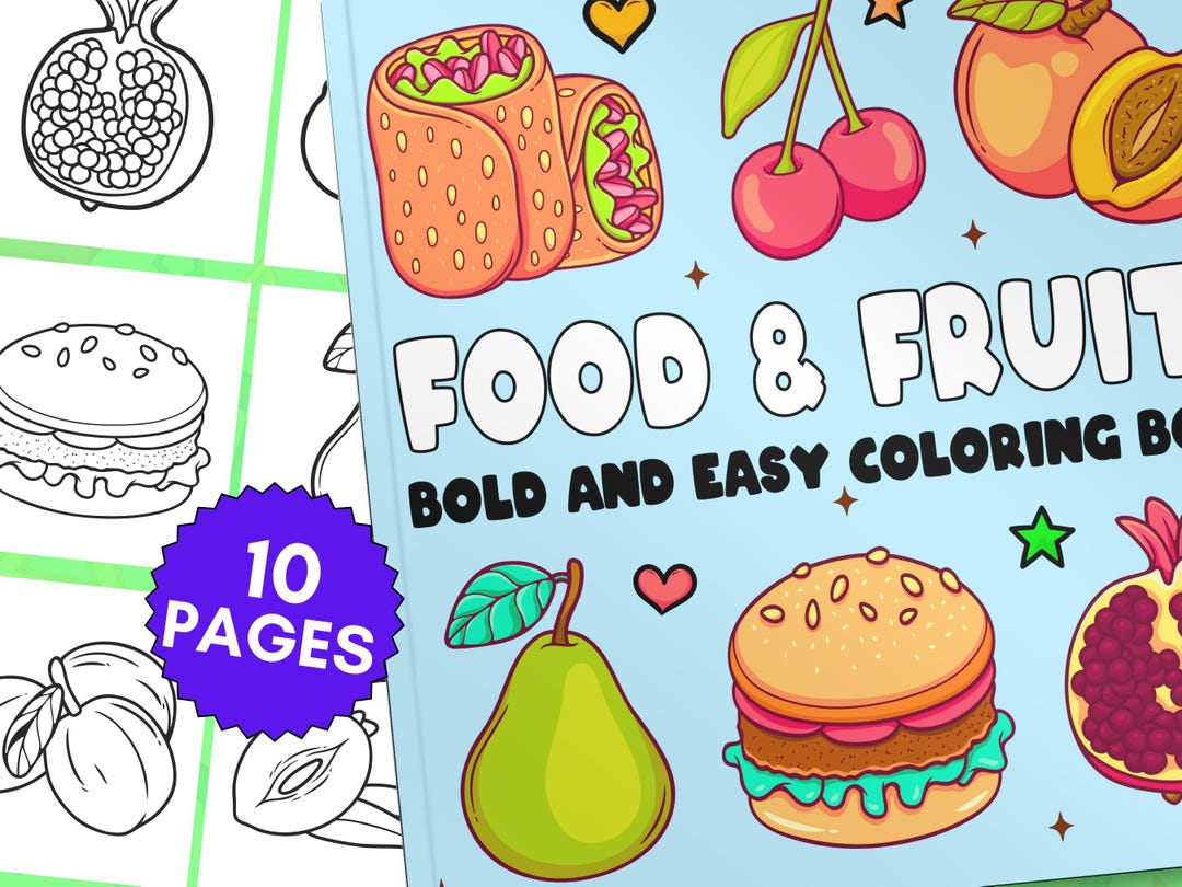 Vibrant Food & Fruits Coloring Book - Easy, Fun and Stress-relieving ...