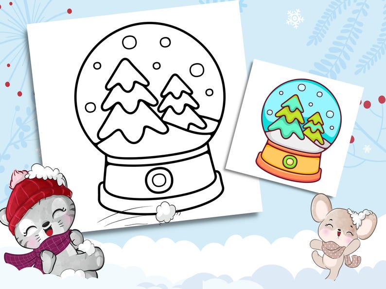 Cozy Winter Coloring Pages for Adults and Kids,40 Bold and Easy Winter ...