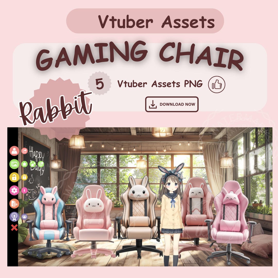 5 X Rabbit Design Gaming Chair | Vtuber Gaming Chair | Vtuber Assets ...