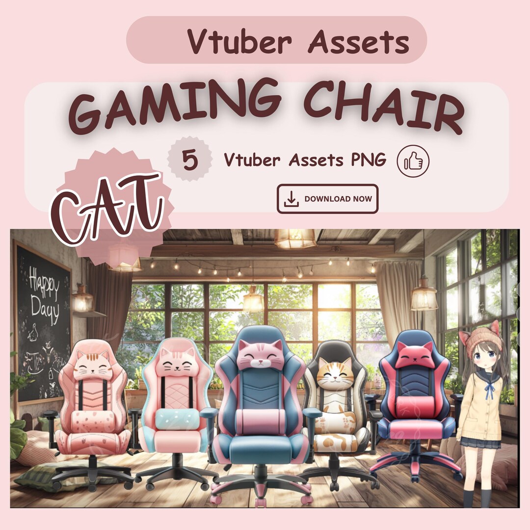 5 X Cat Design Gaming Chair | Vtuber Gaming Chair | Vtuber Assets ...