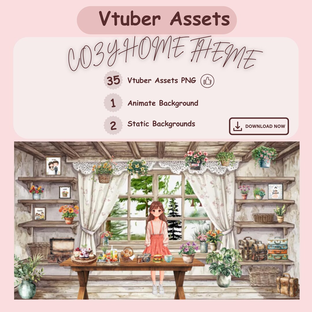 35 X Vtuber Assets | Cozy Home Theme | PNG | High Quality - Etsy