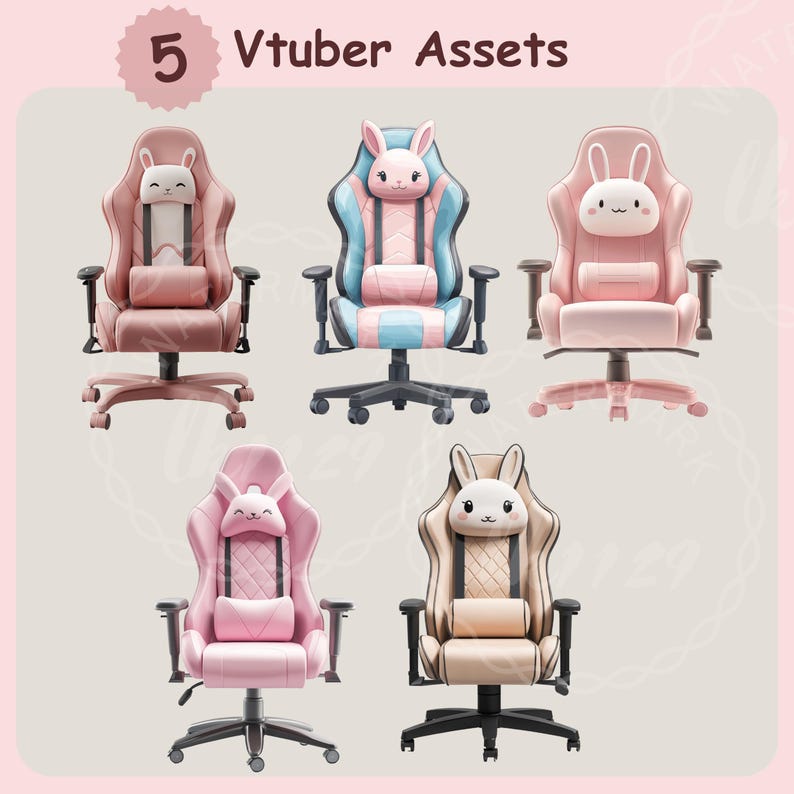 5 X Rabbit Design Gaming Chair | Vtuber Gaming Chair | Vtuber Assets ...