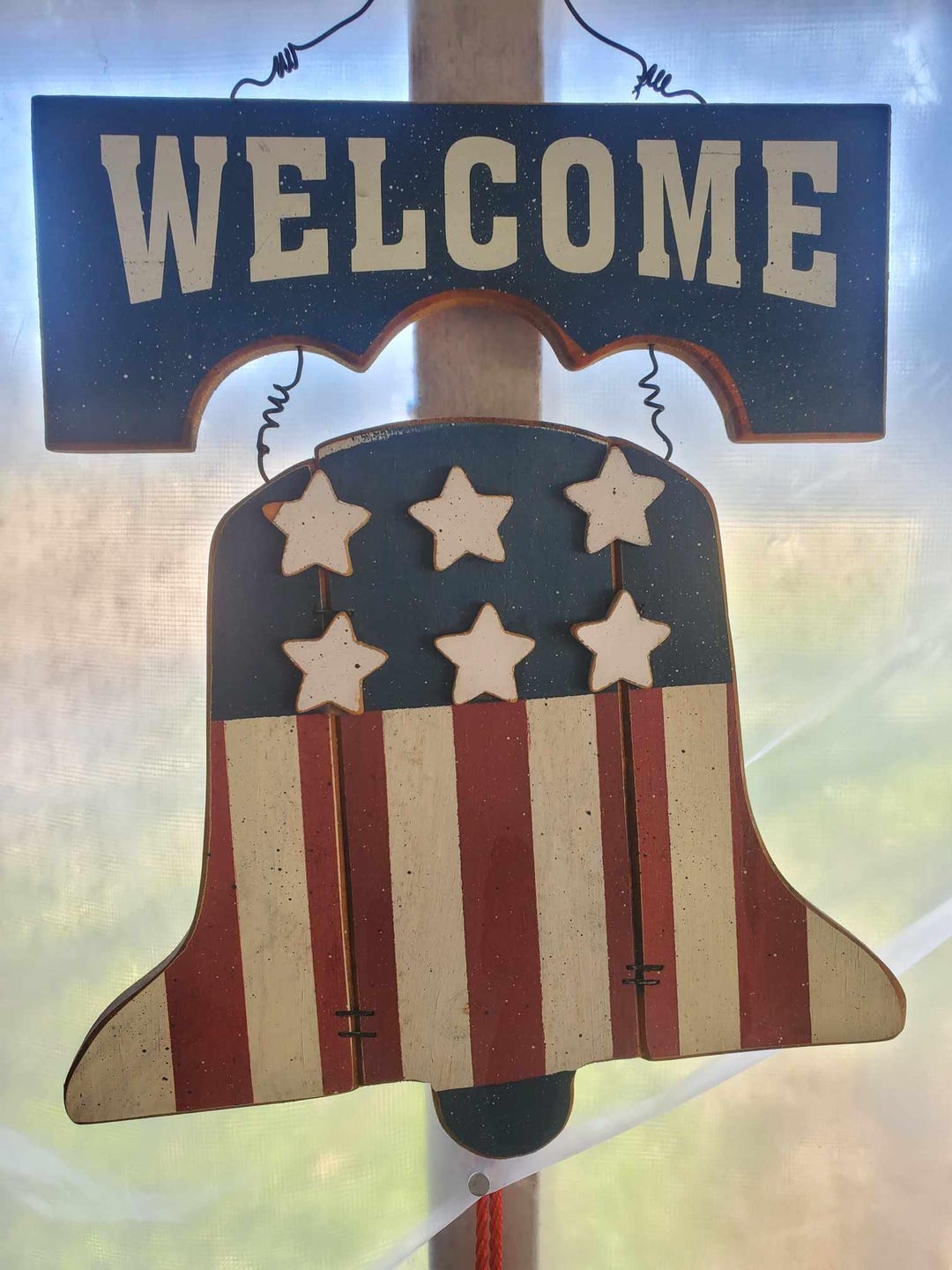 Vintage Wood Hand Painted Liberty Bell Wall Hanging Shipping Included ...