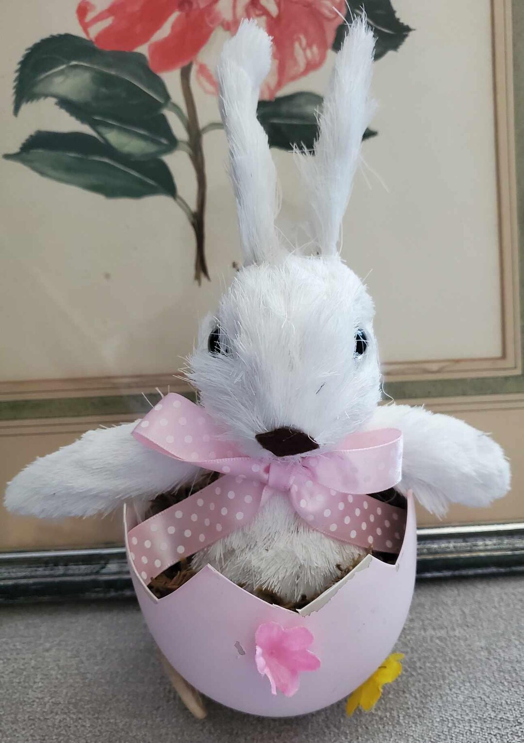 Vintage Easter Bunny Riding in Egg Shell Cart Handmade Shipping ...