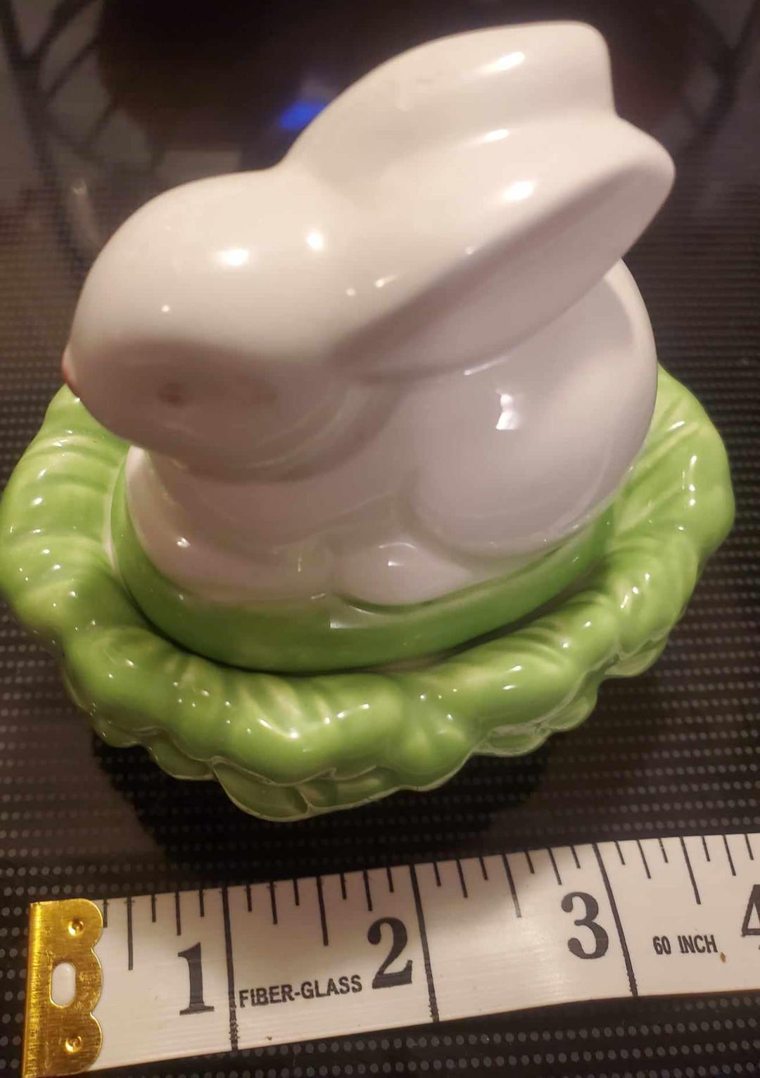 Vintage Dept 56 Ceramic White Bunny Cabbage Ring Dish. Shipping ...